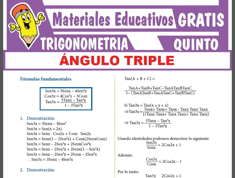TRIGONOMETRÍA ≫ Quinto de Secundaria ≫ 28 Fichas GRATIS