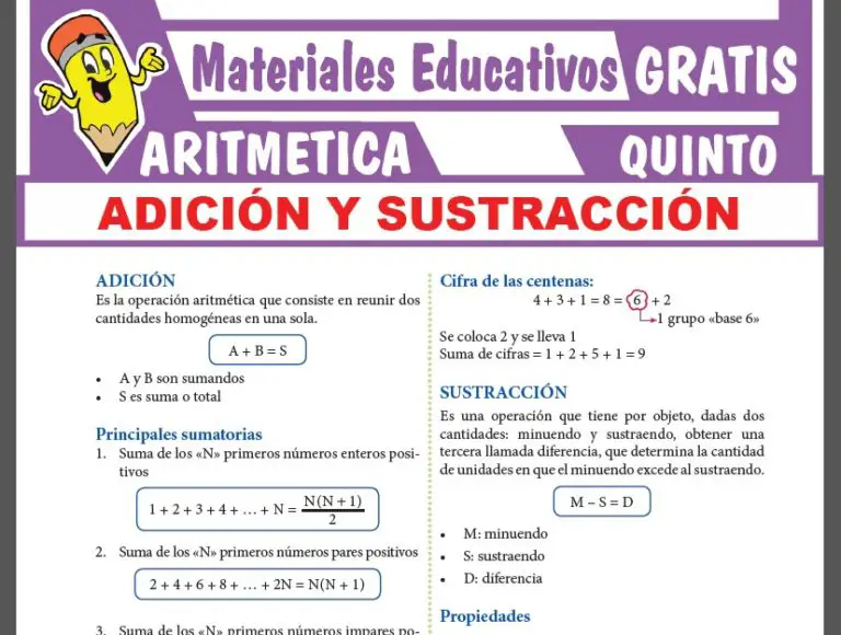Adición y Sustracción para Quinto Grado de Secundaria ≫ GRATIS