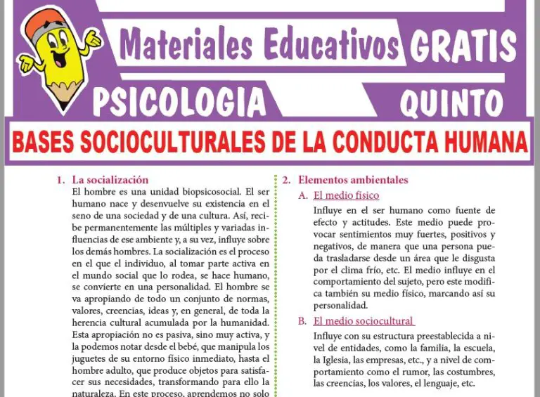 Bases Socioculturales de la Conducta Humana para Quinto Grado