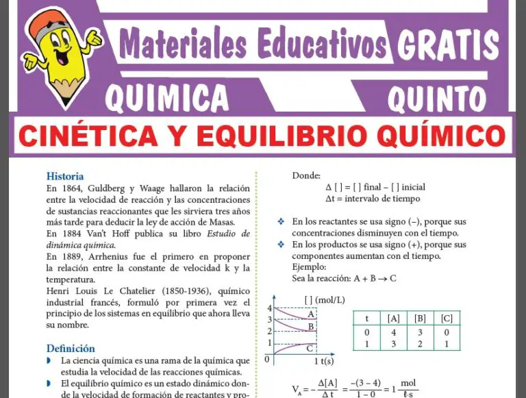 Cinética y Equilibrio Químico para Quinto Grado de Secundaria