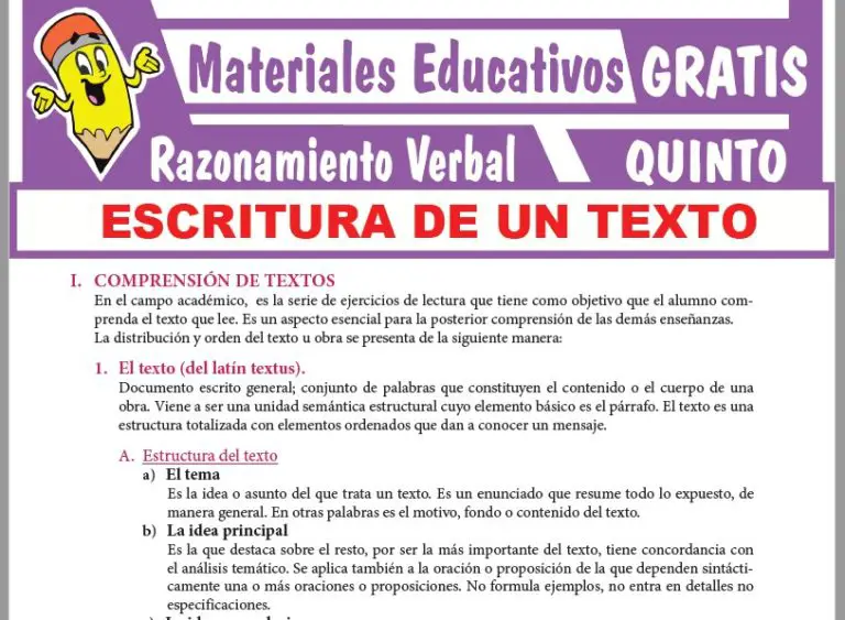 RAZONAMIENTO VERBAL ≫ Quinto de Secundaria ≫ 28 Fichas