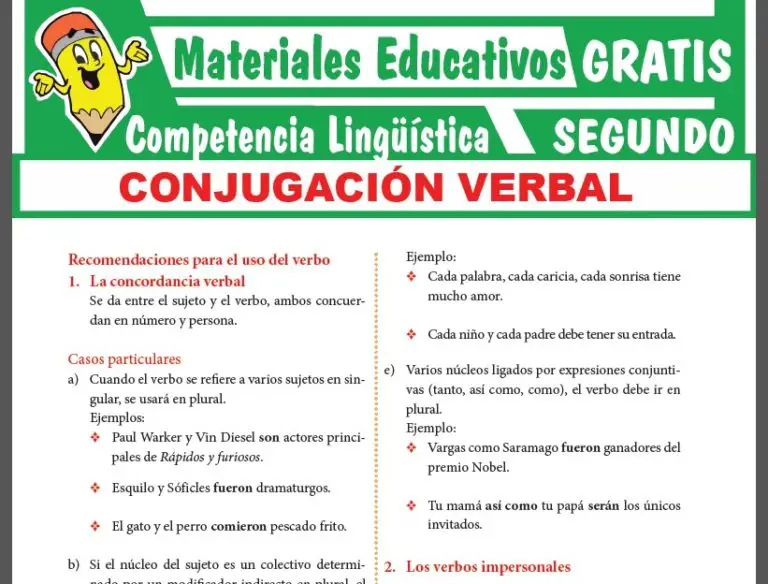 Conjugación Verbal para Segundo Grado de Secundaria ≫ Materiales