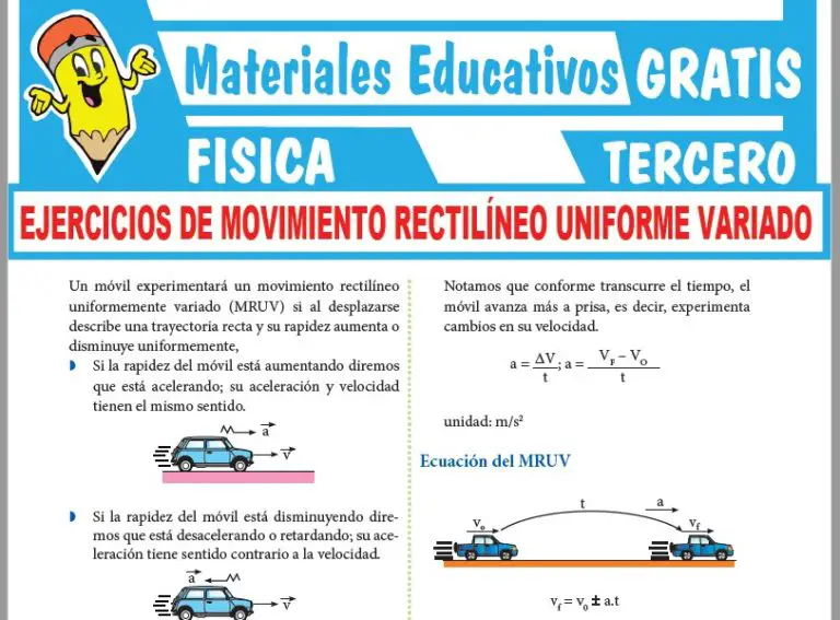 Ejercicios de Movimiento Rectilíneo Uniforme Variado para Tercer Grado