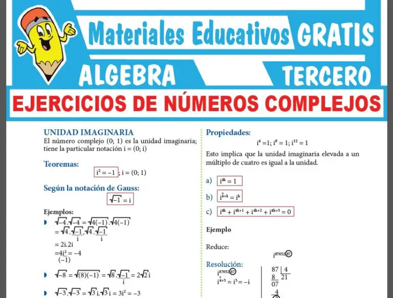 Ejercicios de Números Complejos para Tercer Grado de Secundaria