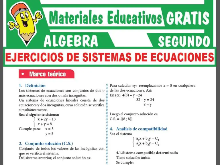 Ejercicios de Sistemas de Ecuaciones para Segundo Grado de Secundaria