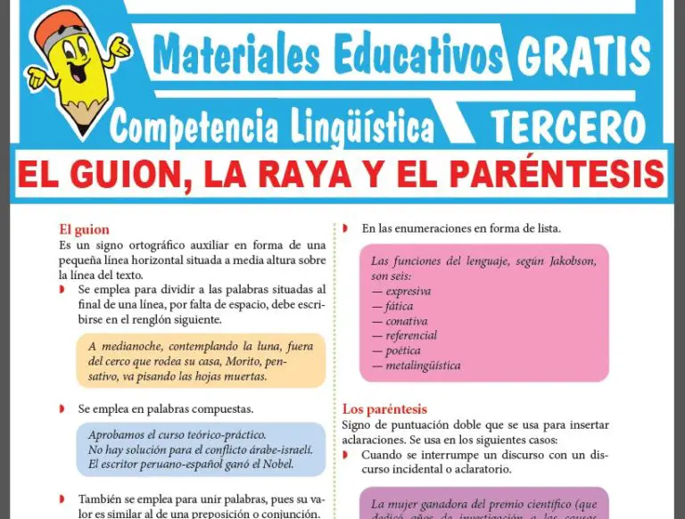 El Guion, la Raya y el Paréntesis para Tercer Grado de Secundaria