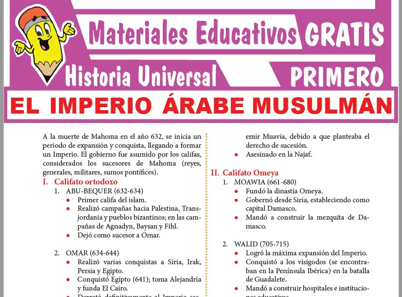 El Imperio Árabe Musulmán para Primer Grado de Secundaria ≫ GRATIS