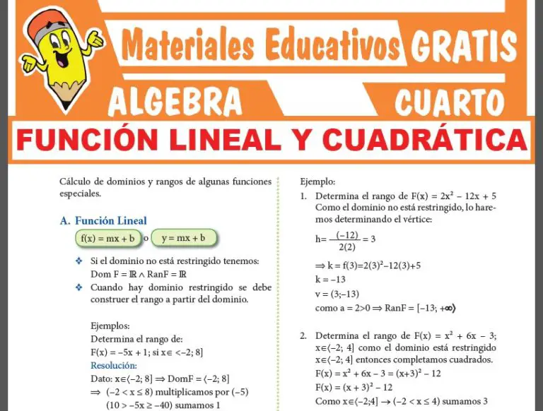 Función Lineal y Cuadrática para Cuarto Grado de Secundaria