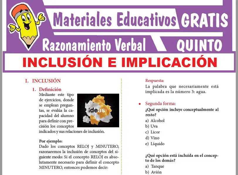 Inclusión e Implicación para Quinto Grado de Secundaria ≫ GRATIS