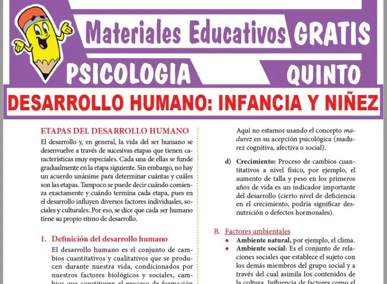 La Infancia y la Niñez para Quinto Grado de Secundaria ≫ GRATIS