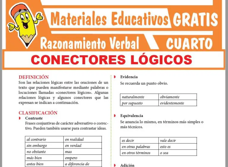 RAZONAMIENTO VERBAL ≫ Cuarto de Secundaria ≫ 28 Fichas
