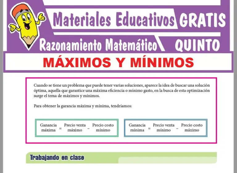 Máximos y Mínimos para Quinto Grado de Secundaria ≫ Fichas GRATIS