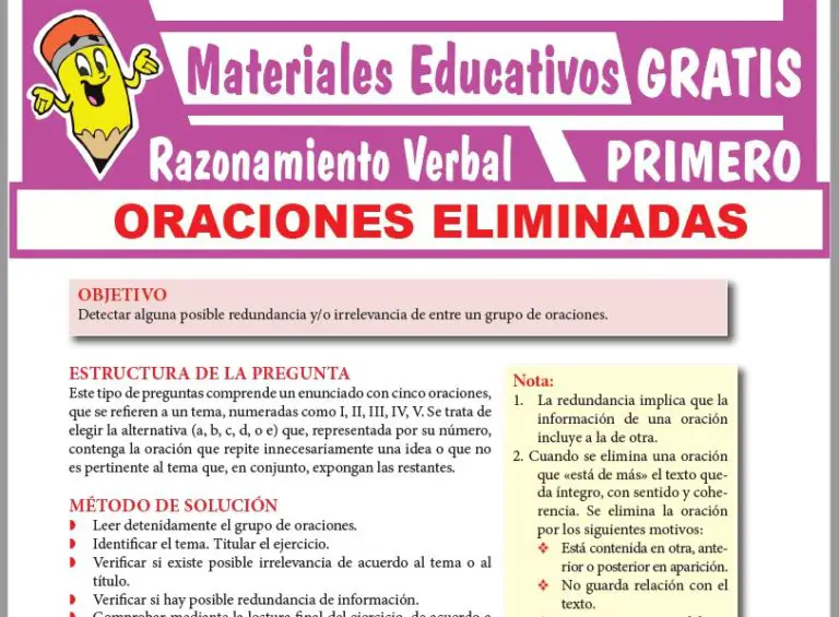 Oraciones Eliminadas para Primer Grado de Secundaria ≫ GRATIS