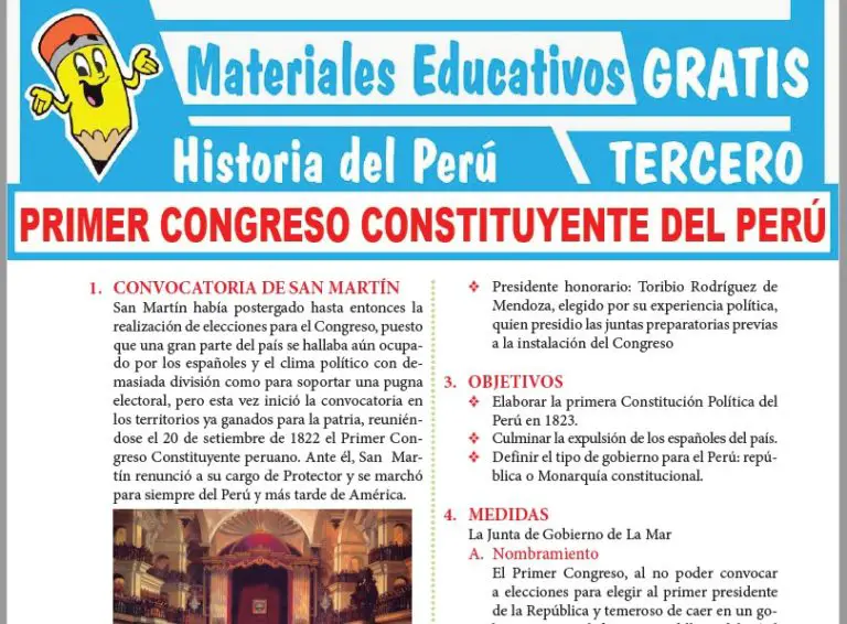 Primer Congreso Constituyente del Perú para Tercer Grado de Secundaria