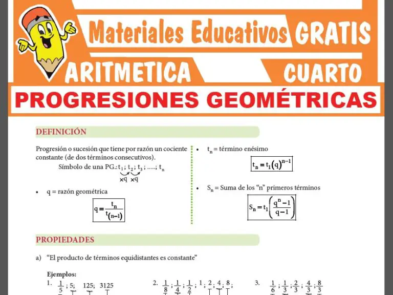 Progresiones Geométricas para Cuarto Grado de Secundaria ≫ GRATIS