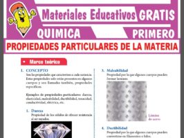 Propiedades Particulares de la Materia para Primer Grado de Secundaria