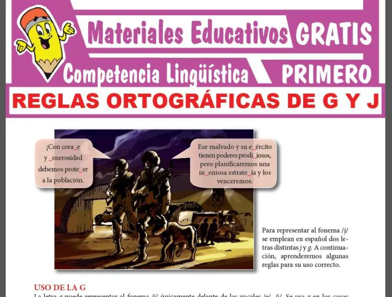 Reglas Ortográficas de la G y J para Primer Grado de Secundaria