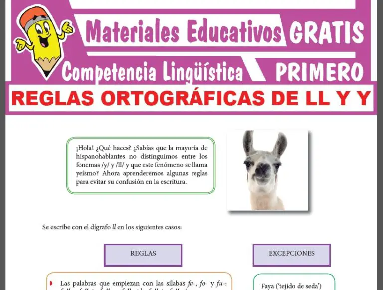 Reglas Ortográficas de LL y Y para Primer Grado de Secundaria