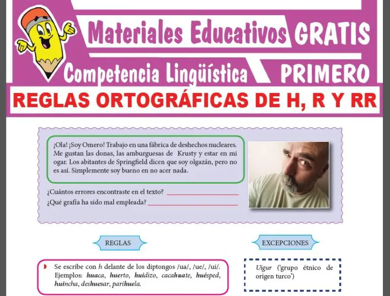 Reglas Ortográficas de H, R y RR para Primer Grado de Secundaria