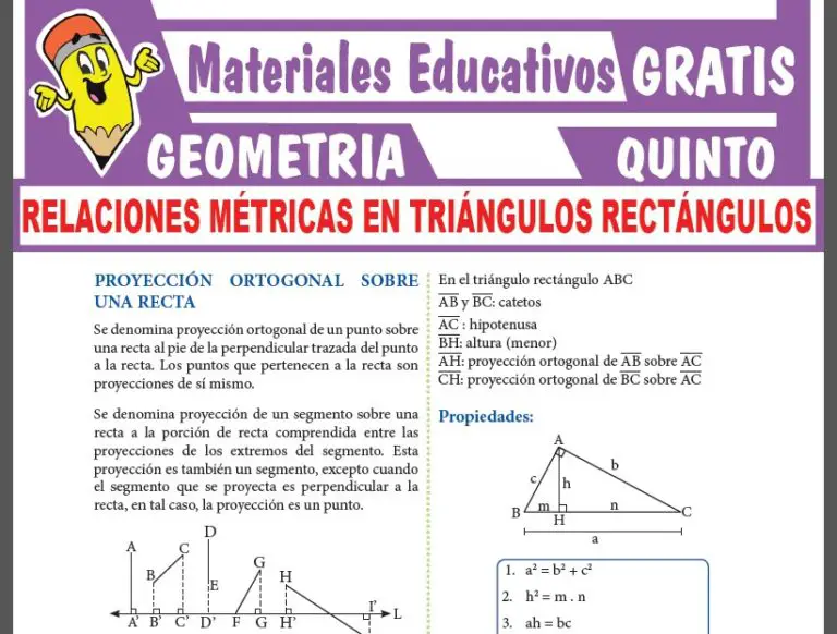 Relaciones Métricas en Triángulos Rectángulos para Quinto Grado