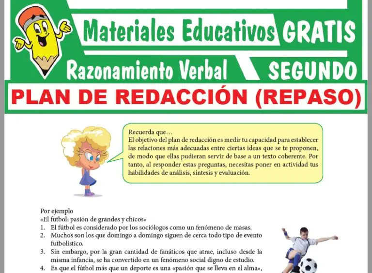 Repaso de Plan de Redacción para Segundo Grado de Secundaria