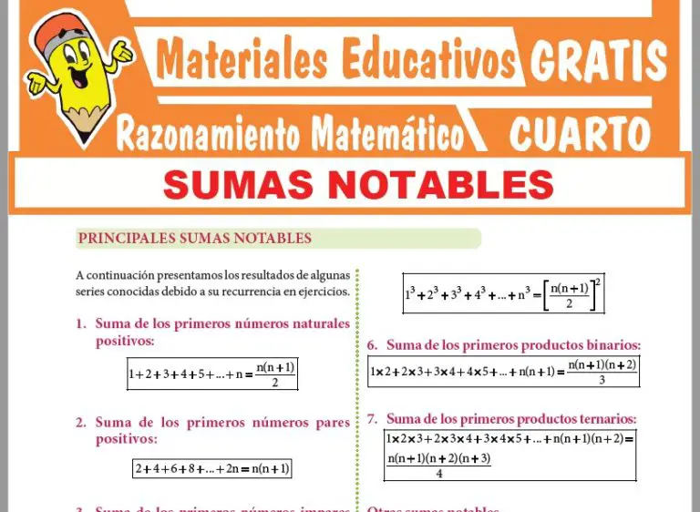 Sumas Notables para Cuarto Grado de Secundaria ≫ Fichas GRATIS