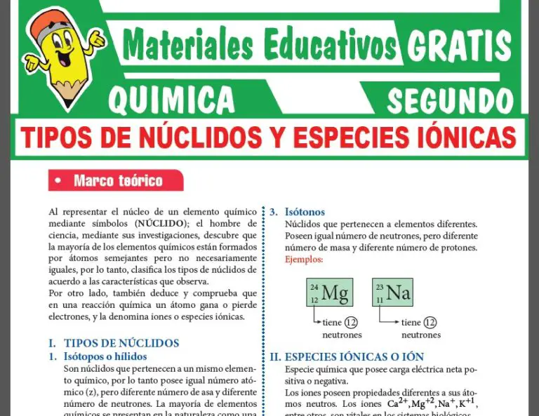 Tipos de Núclidos y Especies Iónicas para Segundo Grado de Secundaria
