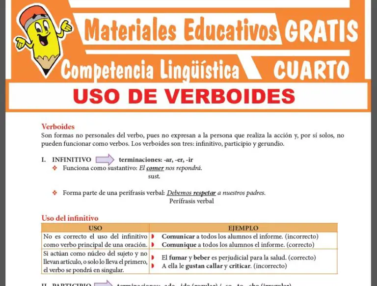 Uso de Verboides para Cuarto Grado de Secundaria ≫ Materiales