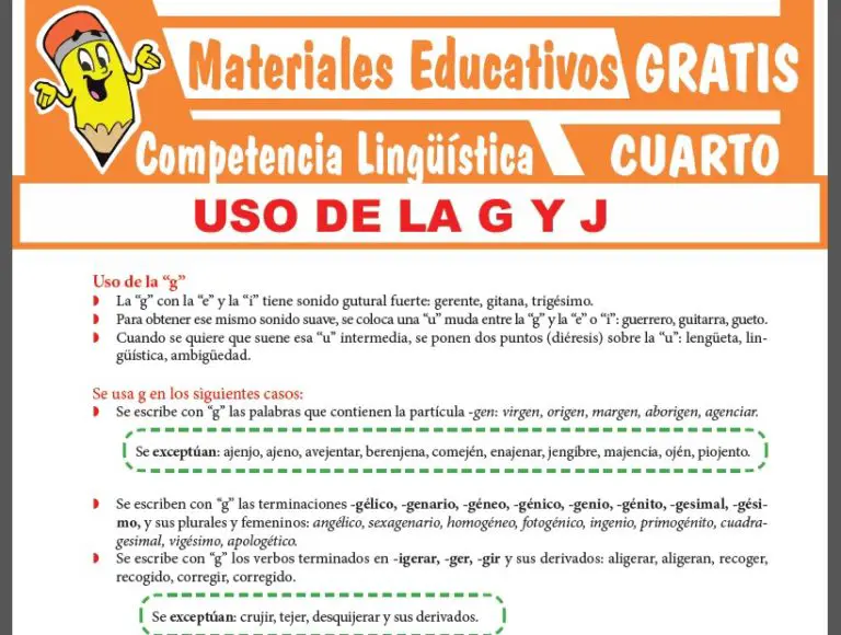 Uso de la G y J para Cuarto Grado de Secundaria ≫ Materiales