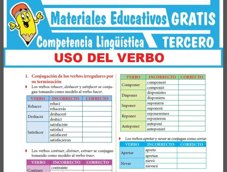 Uso del Verbo para Tercer Grado de Secundaria ≫ Materiales Educativos