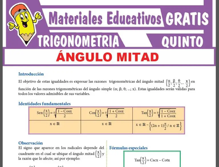 Ángulo Mitad para Quinto Grado de Secundaria ≫ Fichas GRATIS